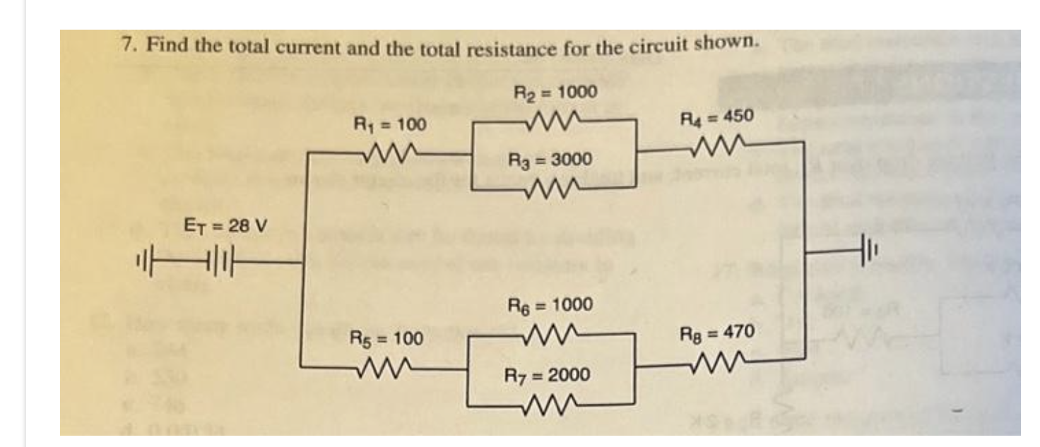 Solved 7. Find the total current and the total resistance | Chegg.com