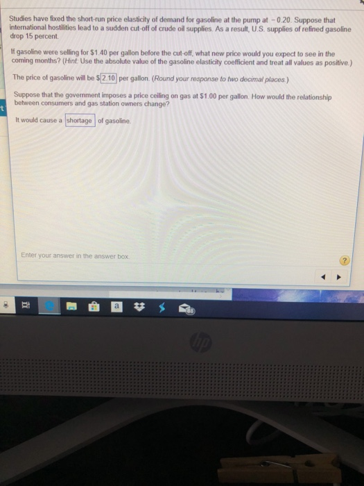 Solved Studies have fixed the short-run price elasticity of | Chegg.com