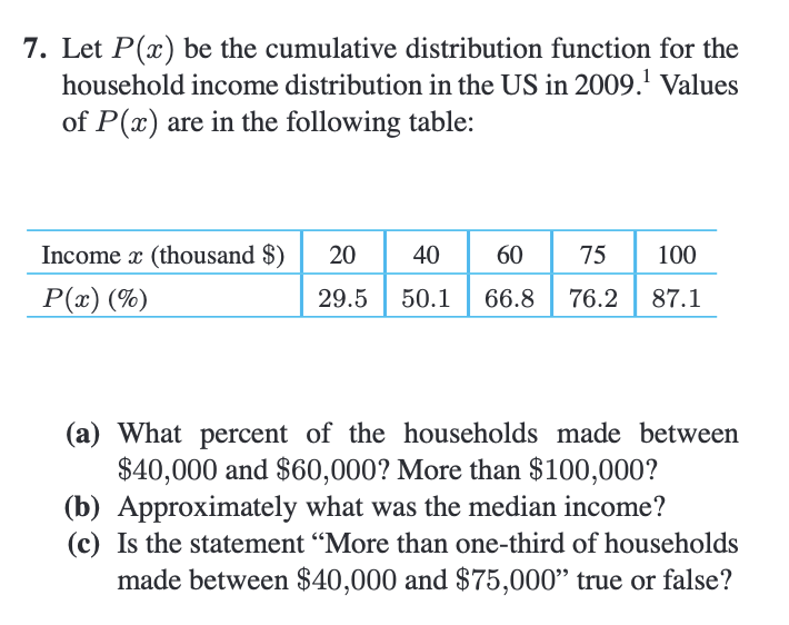 Solved 7. Let P(x) be the cumulative distribution function | Chegg.com
