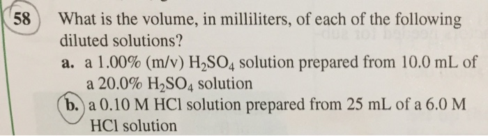 Solved 58 What is the volume, in milliliters, of each of the | Chegg.com