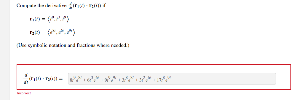Solved Compute the derivative dtd(r1(t)⋅r2(t)) if | Chegg.com