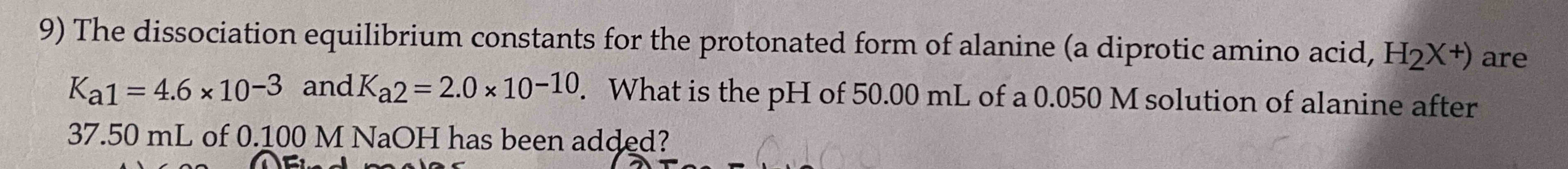 Solved The dissociation equilibrium constants for the | Chegg.com