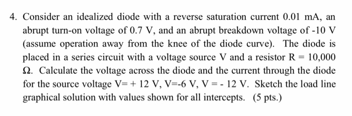 Solved 4. Consider an idealized diode with a reverse | Chegg.com