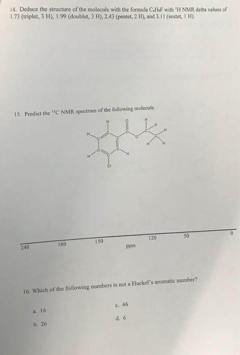 Solved 14. Deduce the structure of the molecule with the | Chegg.com