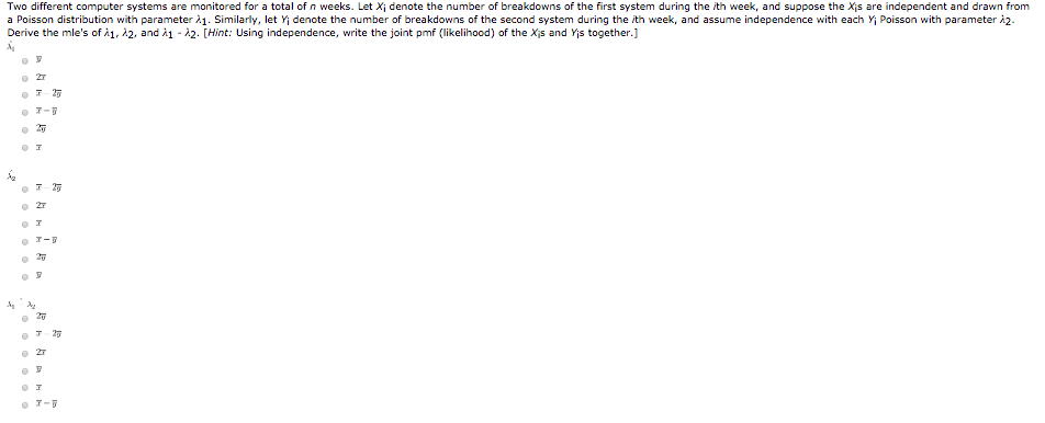 Solved Two different computer systems are monitored for a | Chegg.com
