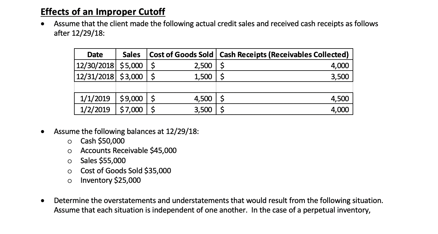 Solved . Effects of an Improper Cutoff Assume that the | Chegg.com