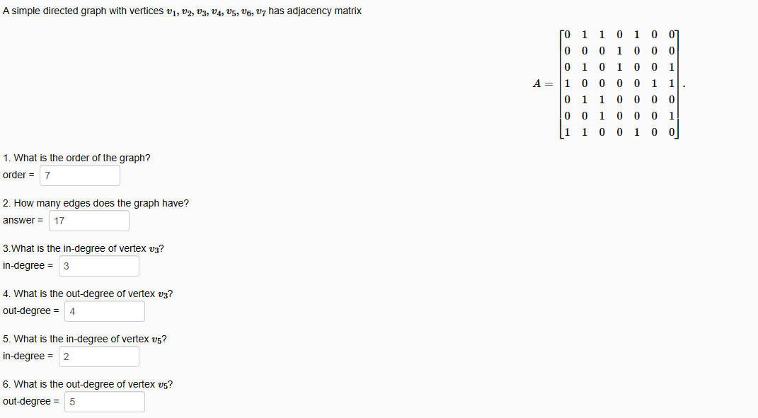 Solved A simple directed graph with vertices | Chegg.com
