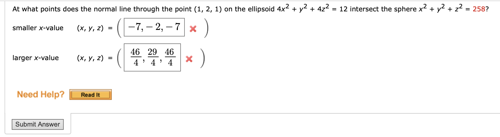 Solved At what points does the normal line through the point | Chegg.com