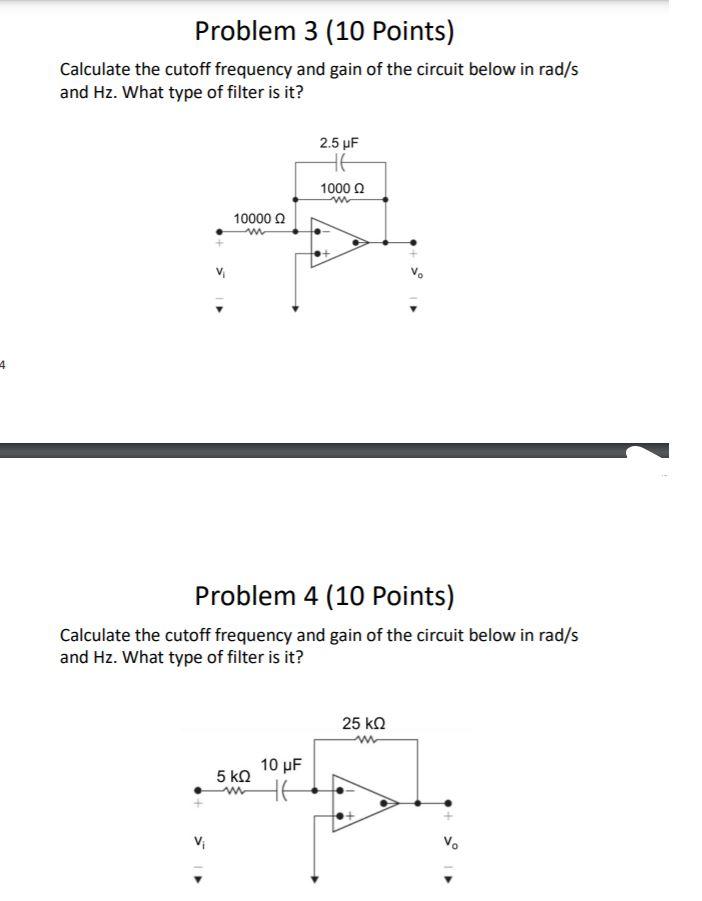 Solved Problem 3 (10 Points) Calculate the cutoff frequency | Chegg.com