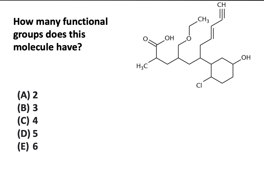 Solved How many functional groups does this molecule have? | Chegg.com