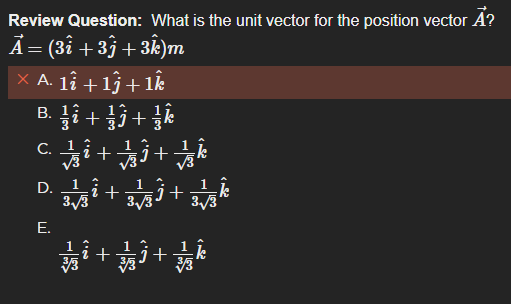 Solved Review Question: What is the unit vector for the | Chegg.com
