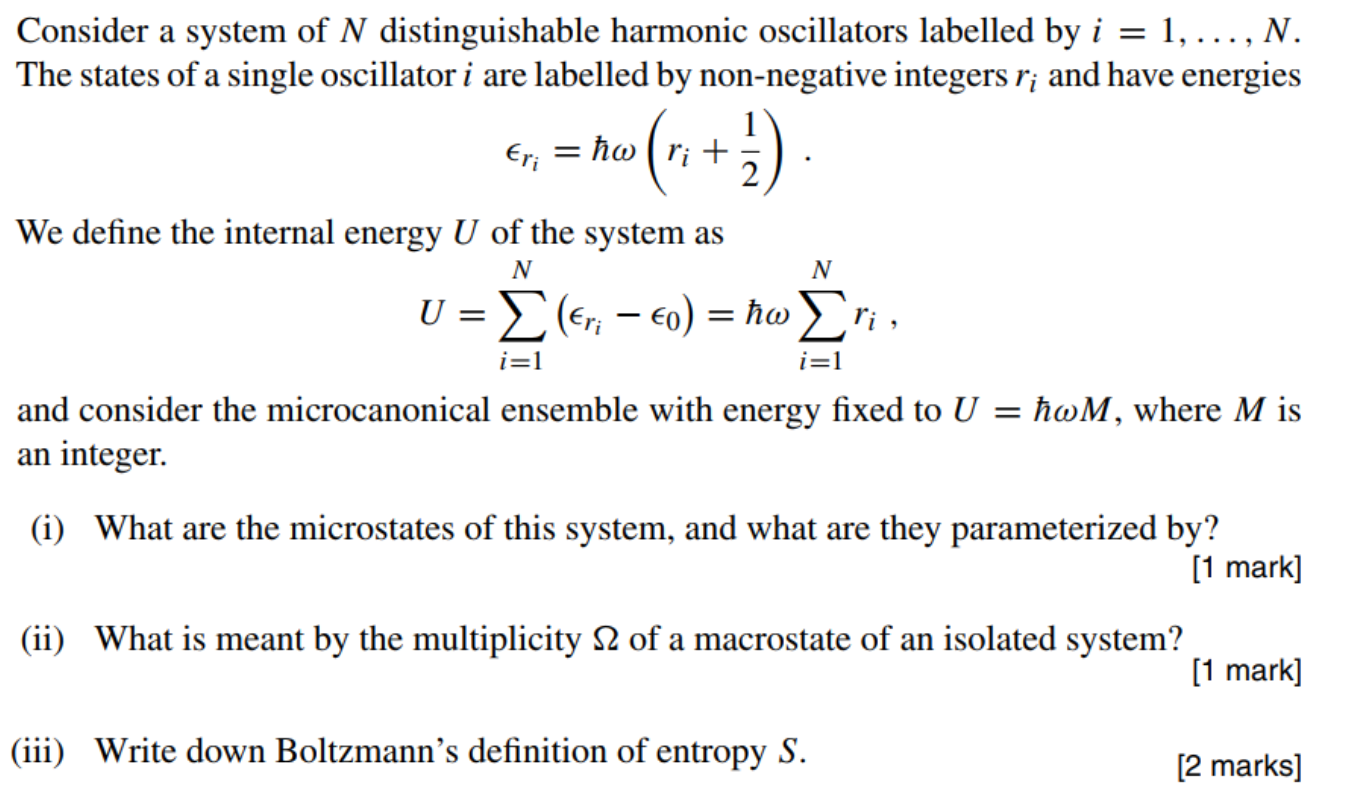 Solved Consider a system of N distinguishable harmonic | Chegg.com