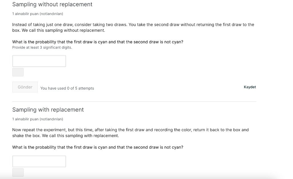 Solved Sampling without replacement 1 alınabilir puan | Chegg.com