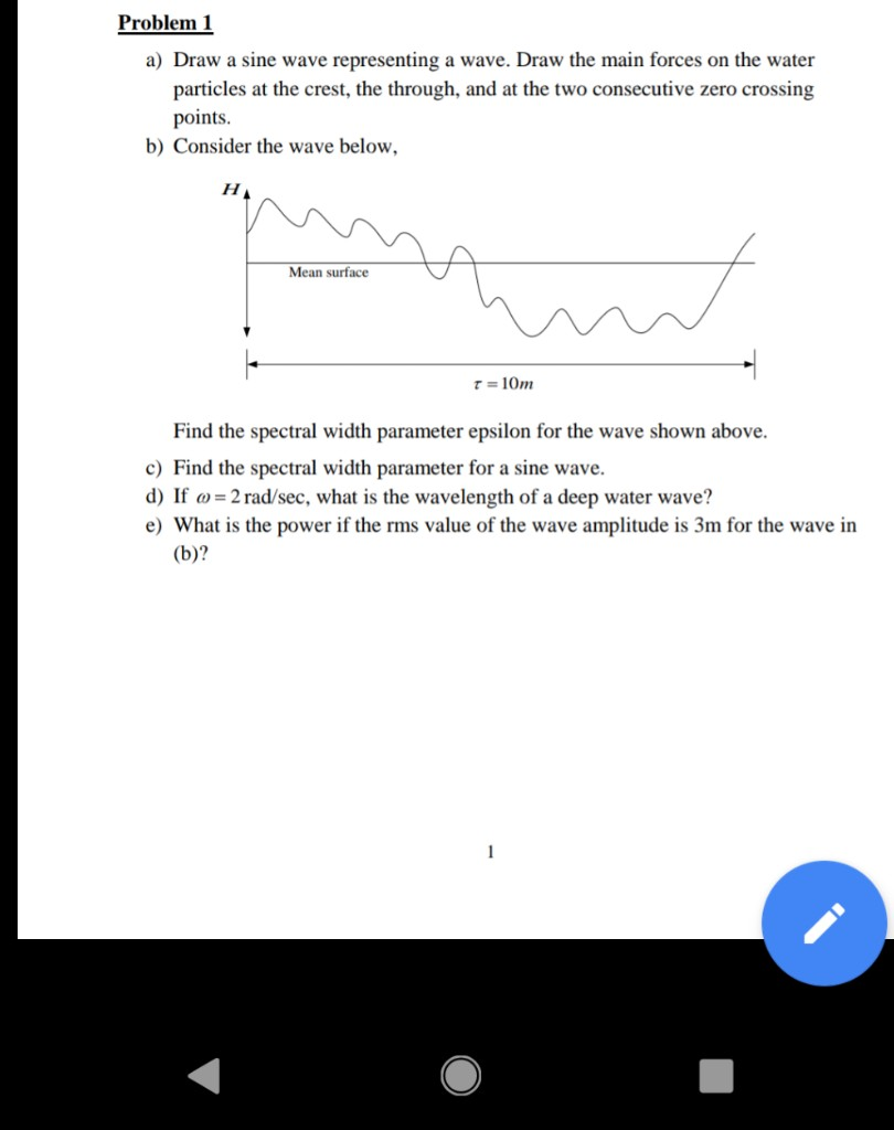 Solved Problem 1 a) Draw a sine wave representing a wave. | Chegg.com