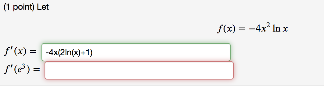 Solved (1 point) Let f(x) = -4x2 in x = f'(x) = | Chegg.com