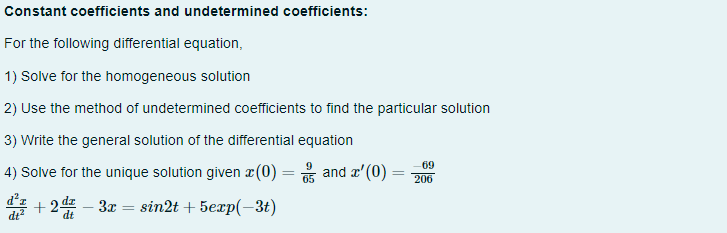 Solved Constant coefficients and undetermined coefficients: | Chegg.com
