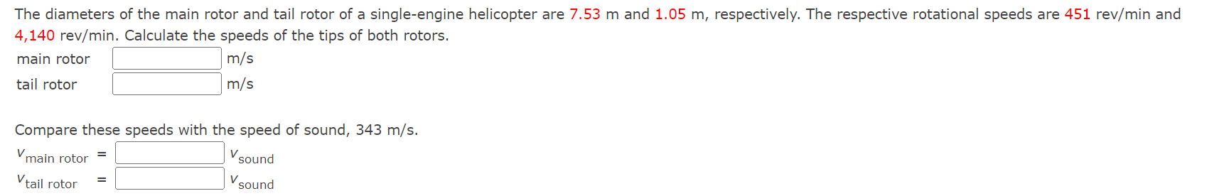 Solved The diameters of the main rotor and tail rotor of a | Chegg.com