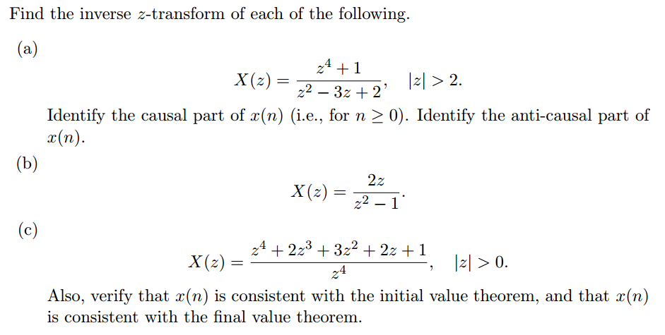Solved Find the inverse z-transform of each of the | Chegg.com