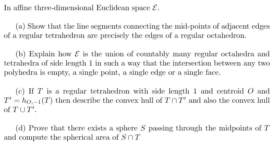 In affine three-dimensional Euclidean space E. (a) | Chegg.com