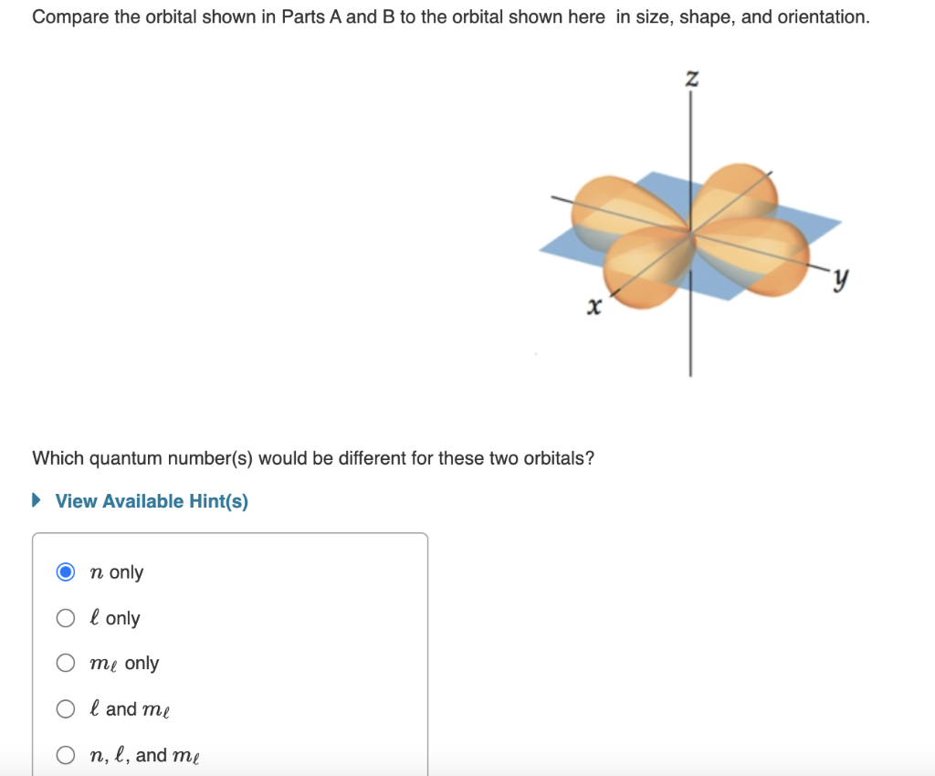 Solved Compare the orbital shown in Parts A and B to the | Chegg.com