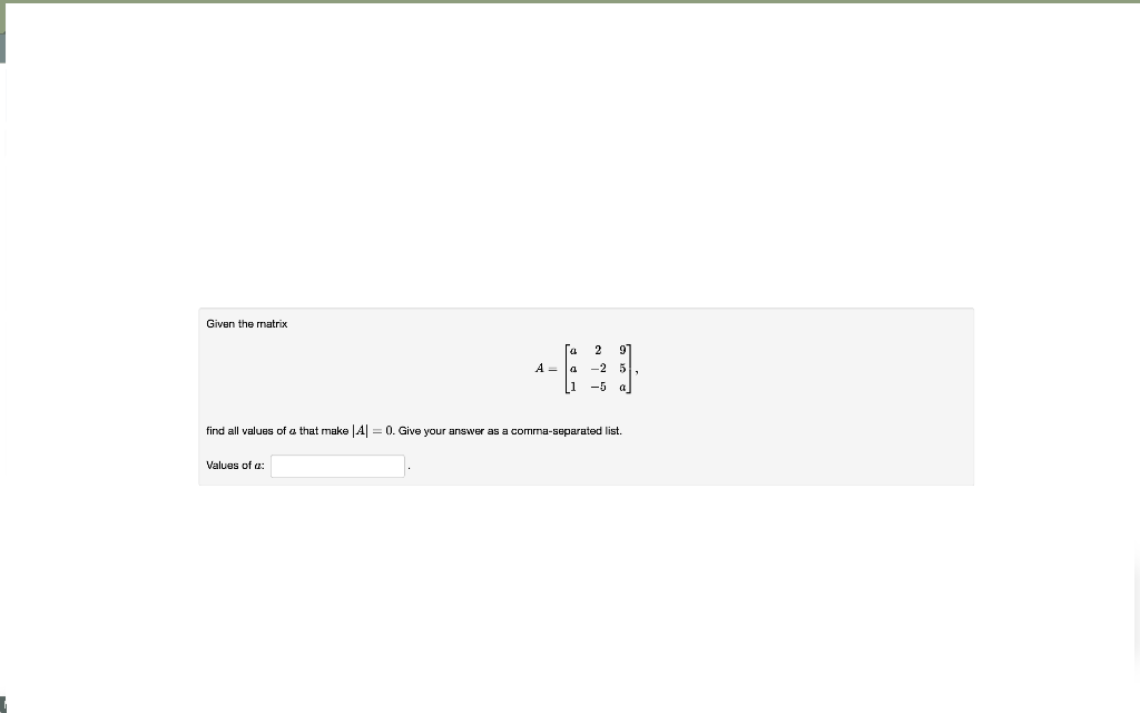 Solved Linear Algebra Help Given A Matrix Find All Values 