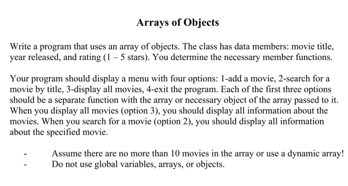 Solved Arrays of Objects Write a program that uses an array | Chegg.com