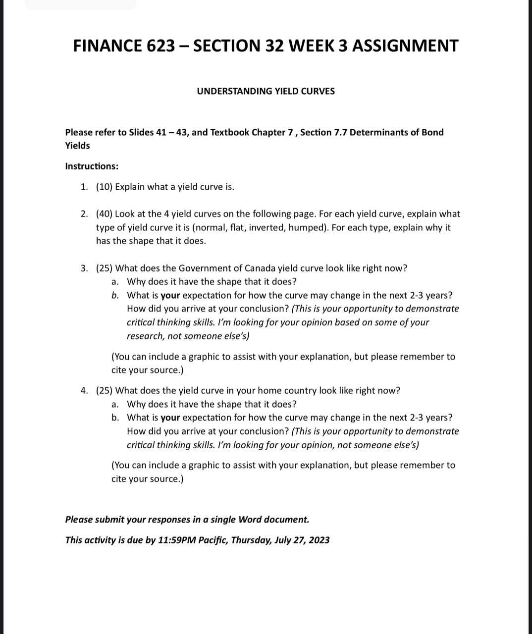 Solved FINANCE 623 - SECTION 32 WEEK 3 ASSIGNMENT | Chegg.com