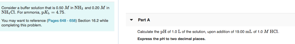 Solved Consider a buffer solution that is 0.50 M in NH3 and | Chegg.com
