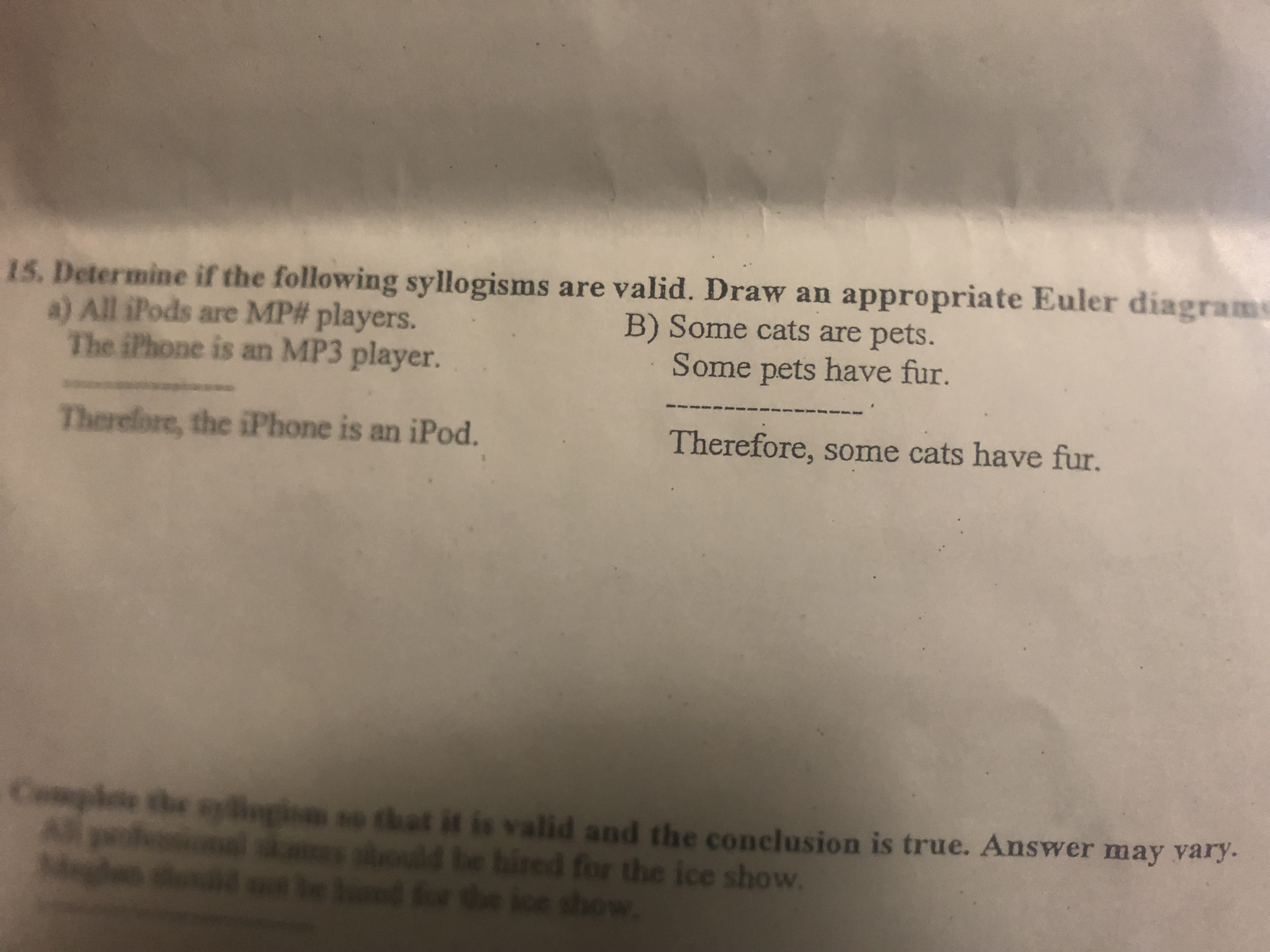Solved 15. Determine if the following syllogisms are valid. | Chegg.com