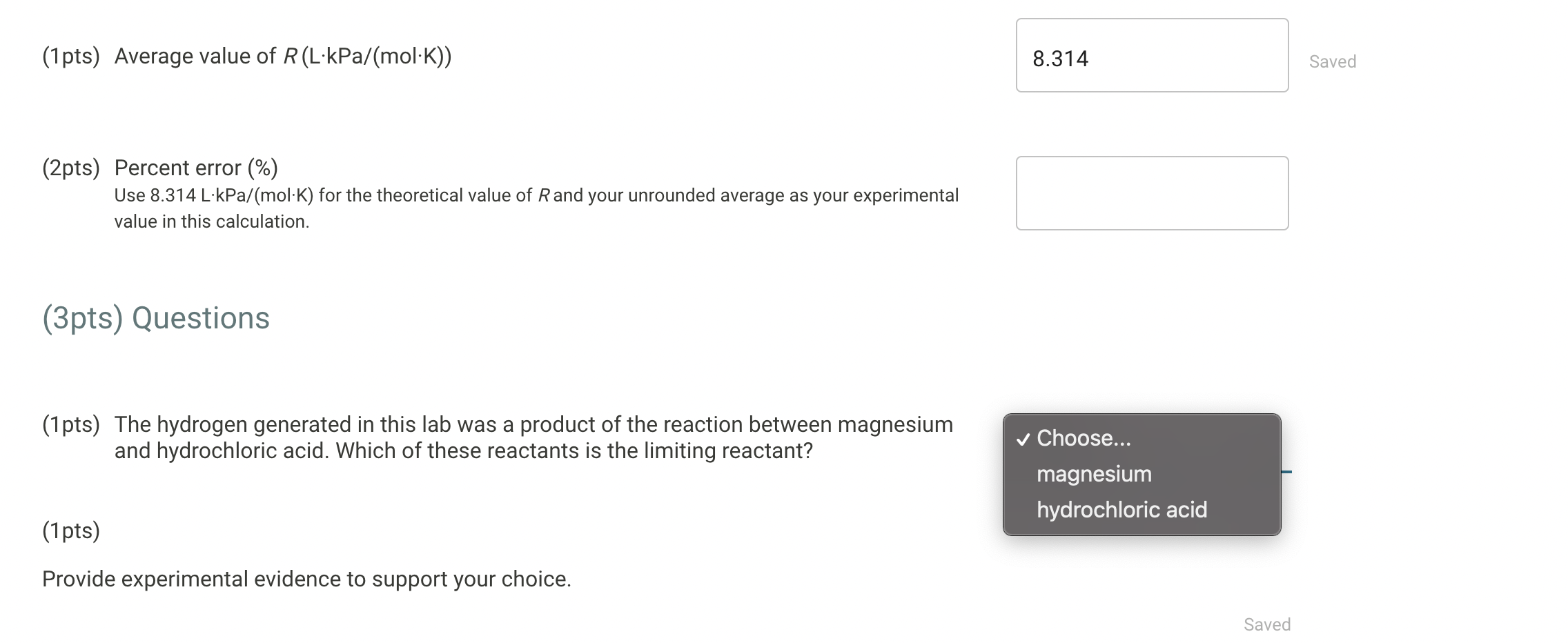 Solved Calculations for experimentally determining R Trial 1 | Chegg.com