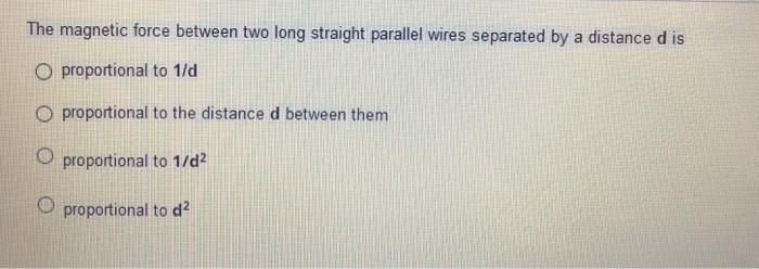 Solved The magnetic force between two long straight parallel | Chegg.com