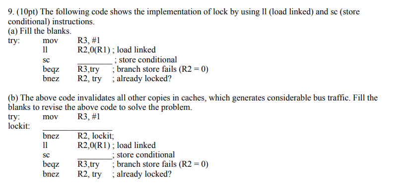 Solved 9 10pt The Following Code Shows The Implementation 