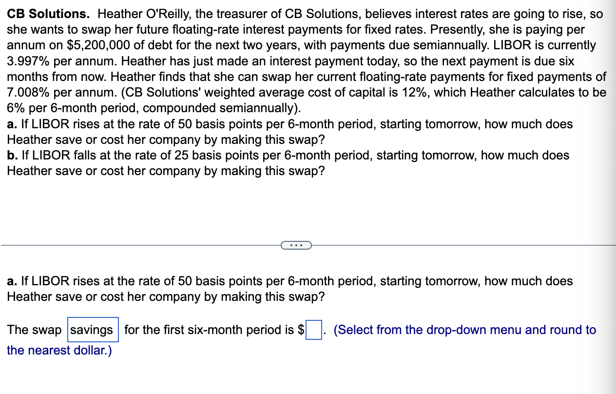 Solved CB Solutions. Heather O'Reilly, the treasurer of CB | Chegg.com