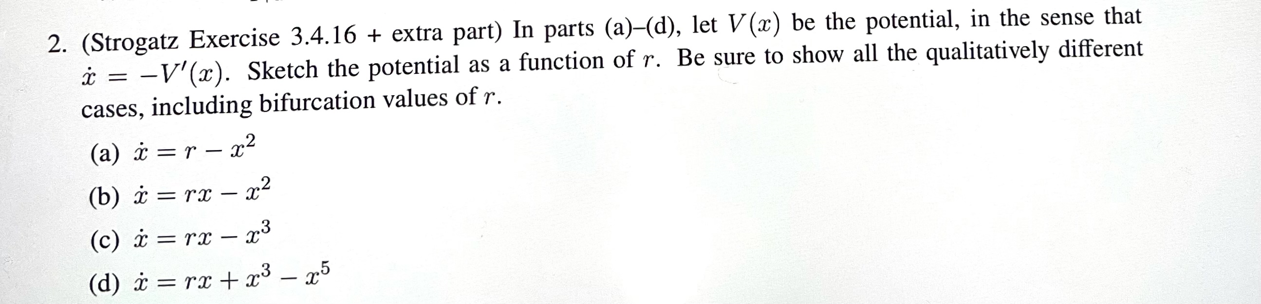 Solved 2. (Strogatz Exercise 3.4.16 + extra part) In parts | Chegg.com
