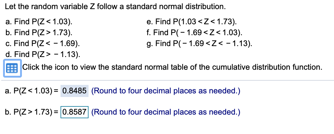 Solved Let the random variable Z follow a standard normal | Chegg.com
