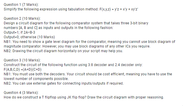 Solved Question 1 (7 Marks): Simplify the following | Chegg.com