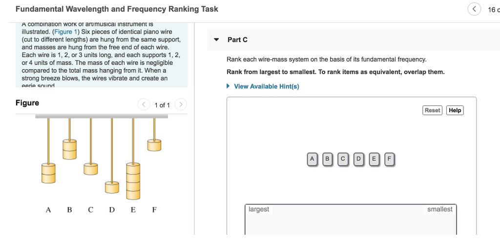 Solved Fundamental Wavelength and Frequency Ranking Task 16c | Chegg.com