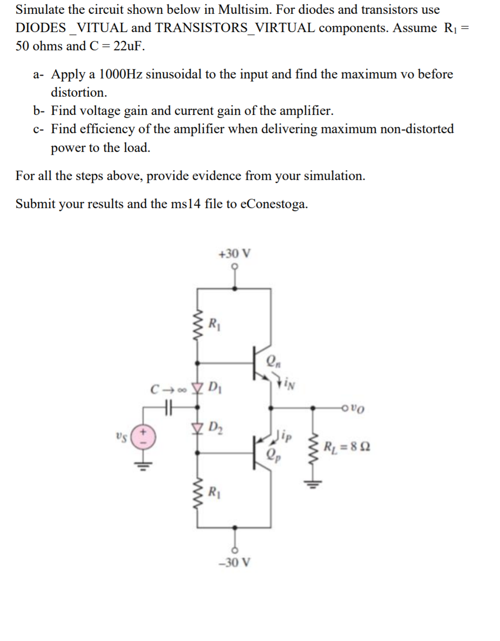 Solved Simulate the circuit shown below in Multisim. For | Chegg.com