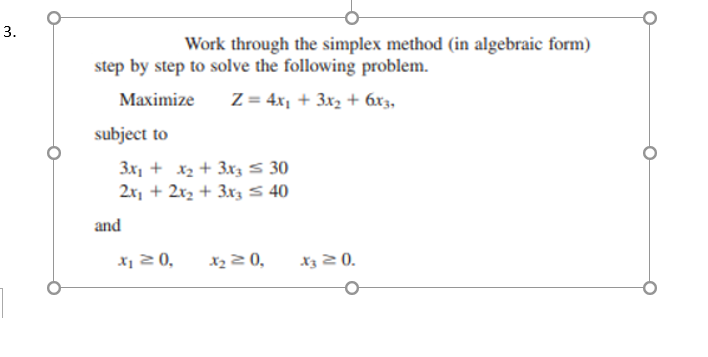 Solved 3. Work through the simplex method (in algebraic | Chegg.com