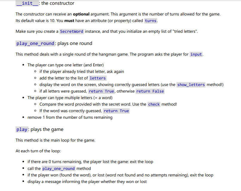 Solved This class represents the word to be guessed. It | Chegg.com