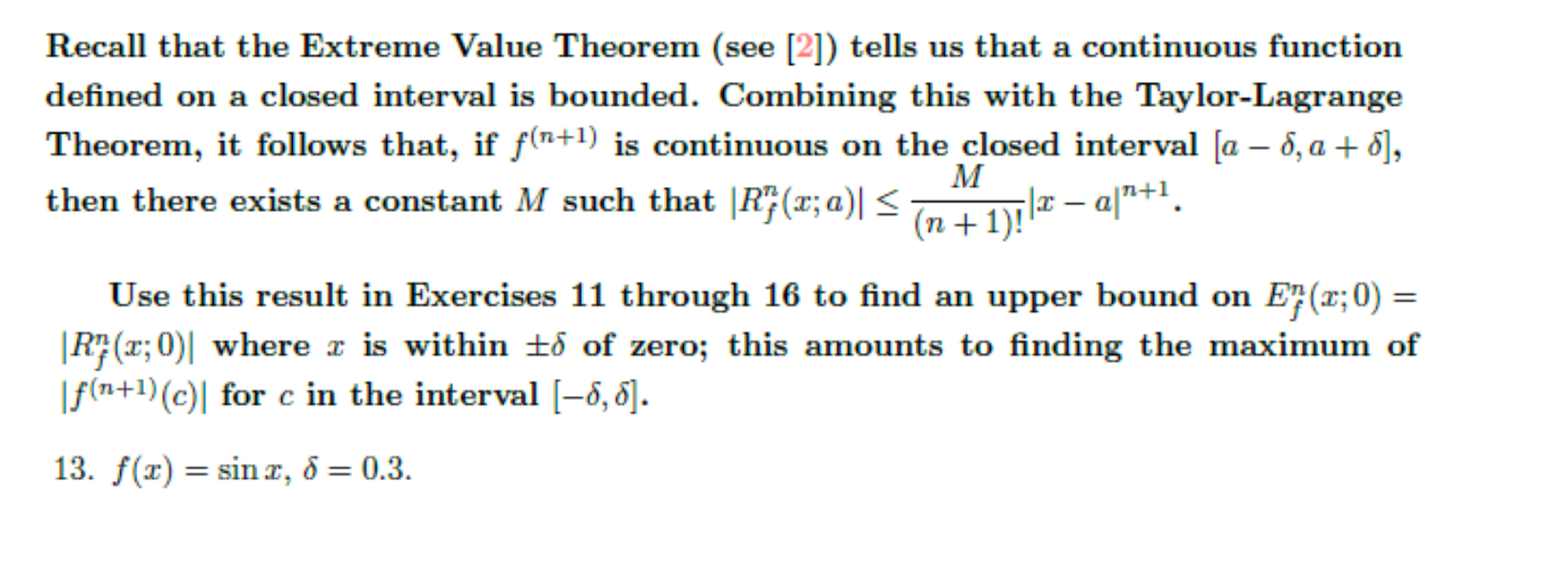Solved Recall that the Extreme Value Theorem (see [2]) tells | Chegg.com
