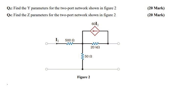 Solved Q3: Find the Y parameters for the two-port network | Chegg.com