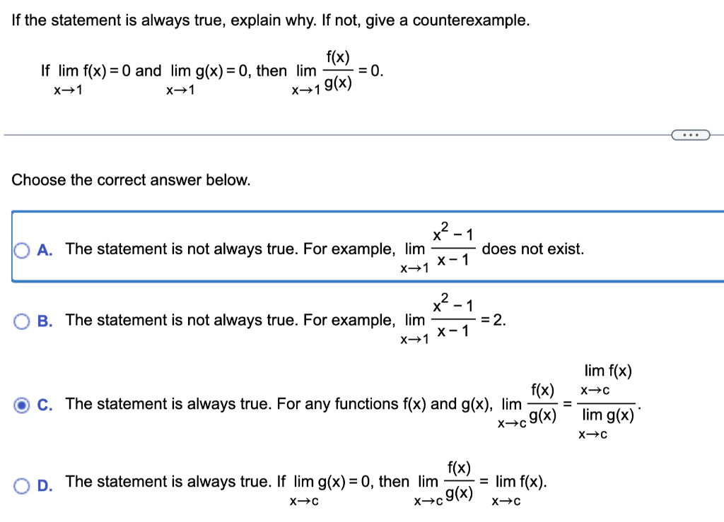 Solved If the statement is always true, explain why. If not, | Chegg.com