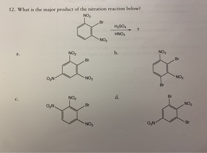 Solved What is the major product of the nitration reaction | Chegg.com