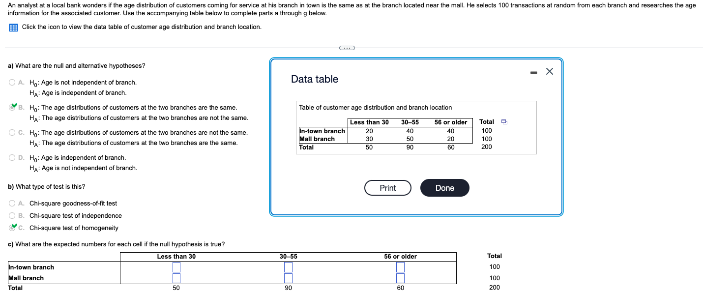 Solved An analyst at a local bank wonders if the age | Chegg.com