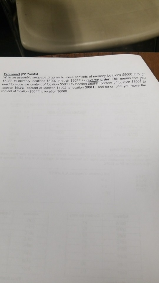 Solved Problem-3 (22 Points) Write an assembly language | Chegg.com