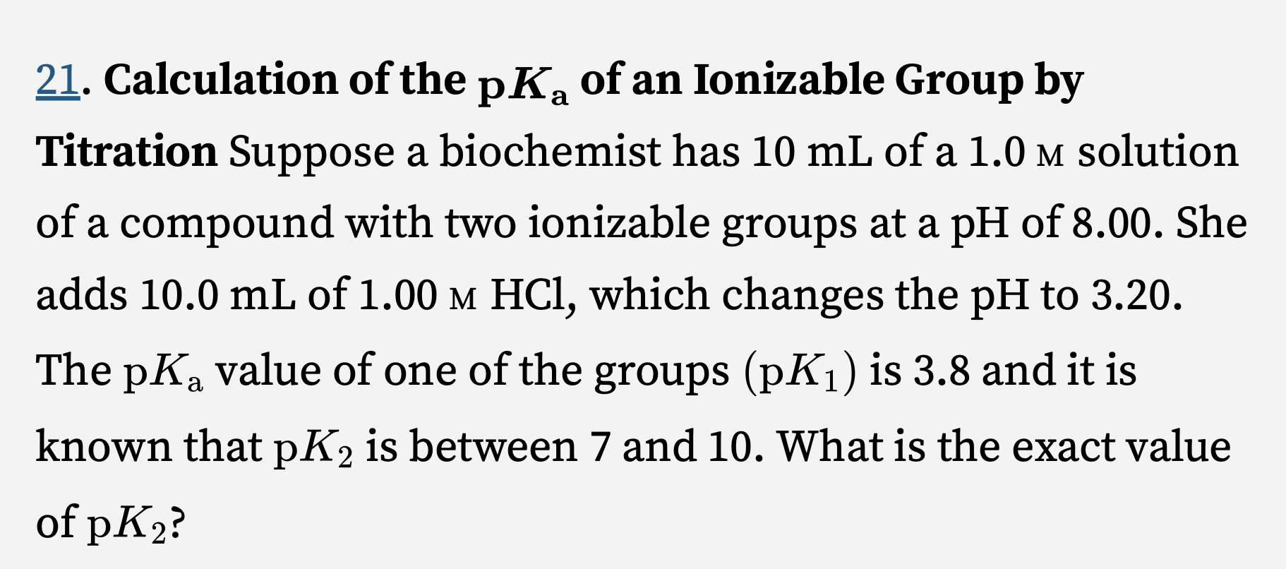 Calculation of ﻿the pKa of an ﻿Ionizable Group | Chegg.com
