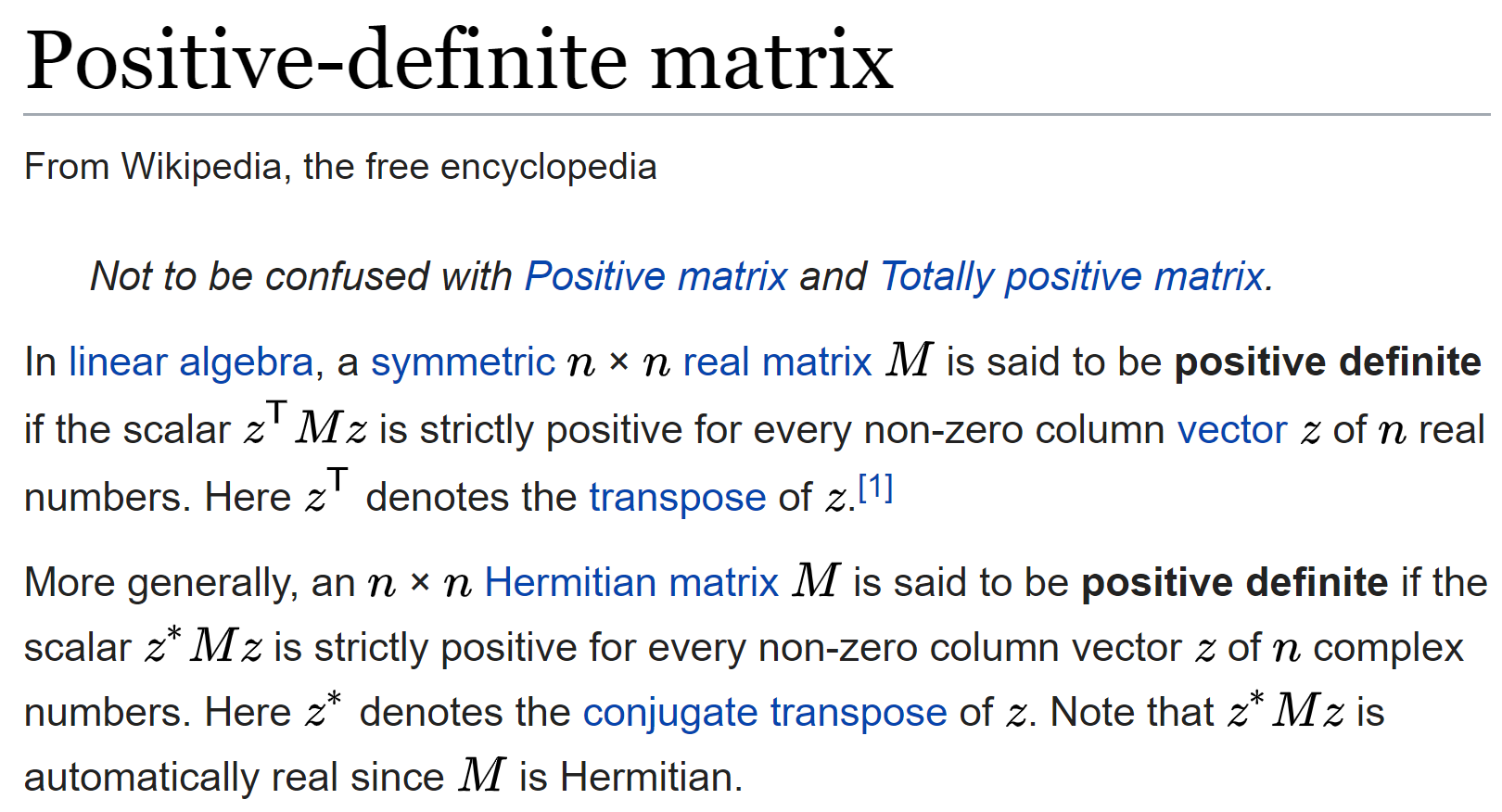 Solved Positive-definite matrix From Wikipedia, the free | Chegg.com