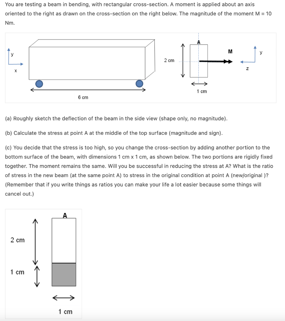[Solved]: You are testing a beam in bending, with rectangu
