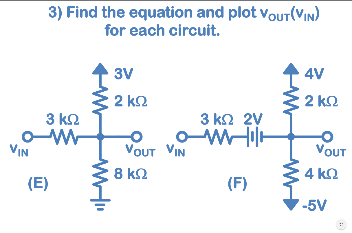 Solved 3) Find the equation and plot Vout(vin) for each | Chegg.com